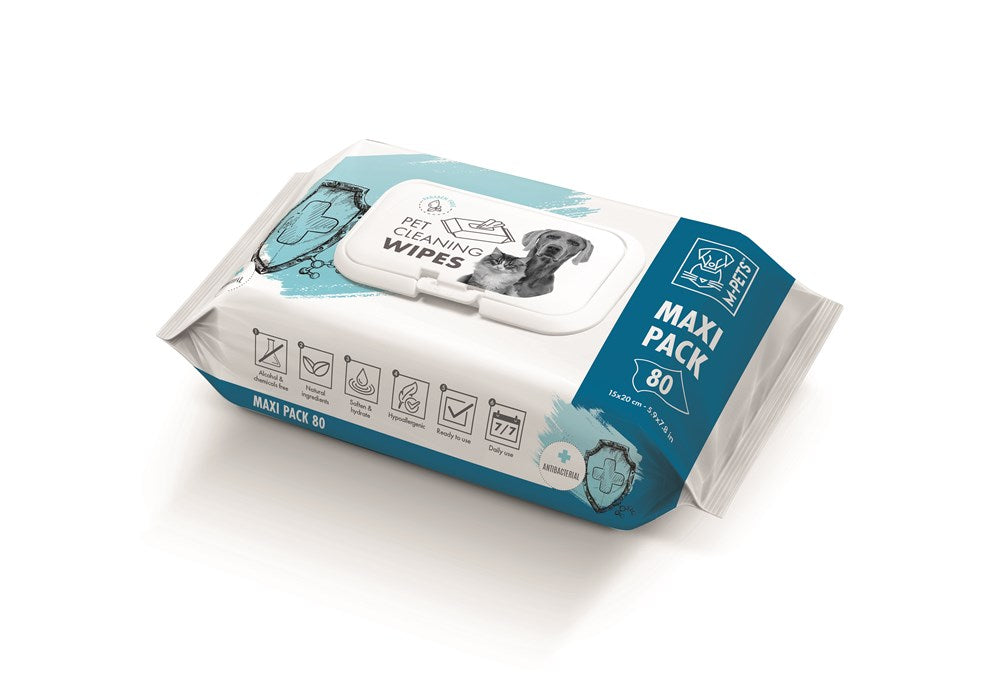 M-PETS - Pet Cleaning Wipes Anti-bacterial MAXI PACK 20 x 15 cm - 80 ...