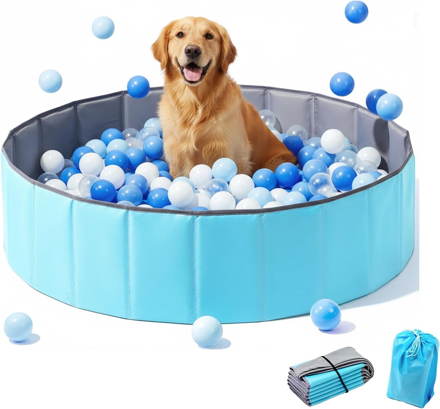 Generic - Foldable Indoor Ball Pool for Dogs (Blue) - Pet Servo