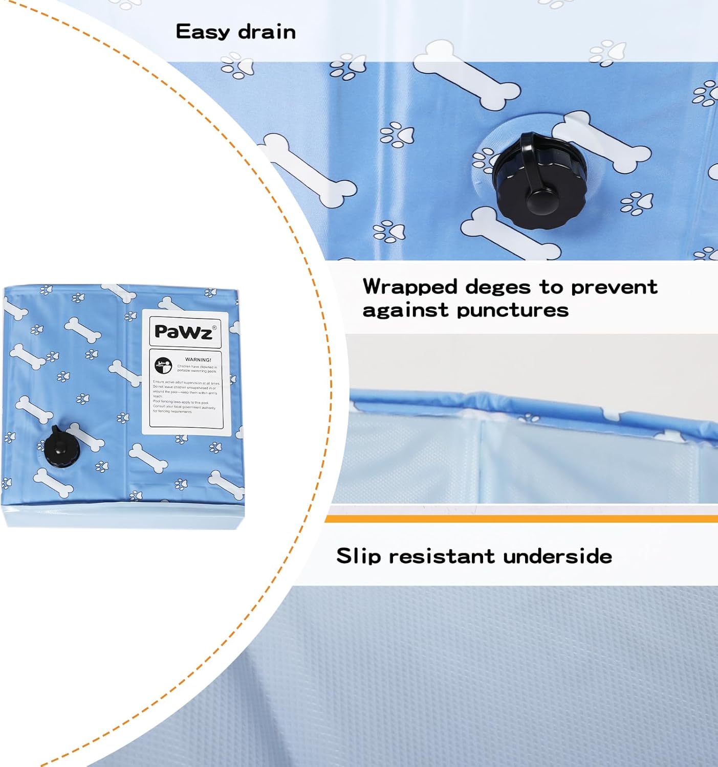 PAWZ - Portable Pet Swimming Pool (Blue L) - Pet Servo